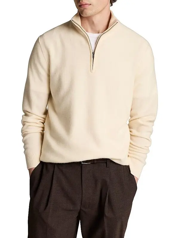 Vince Thermal Quarter Zip Polo Sweater - Bone
