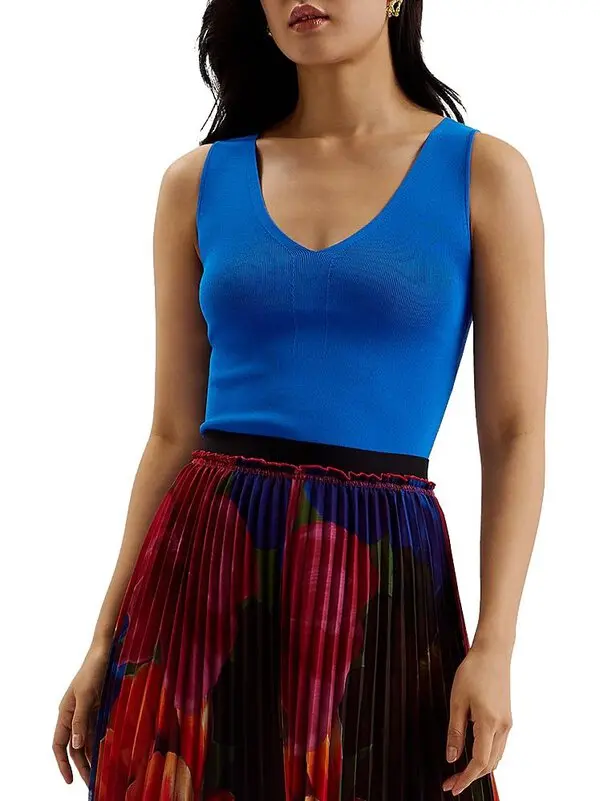 Ted Baker London Josiiy V-neck Top - Mid-blue