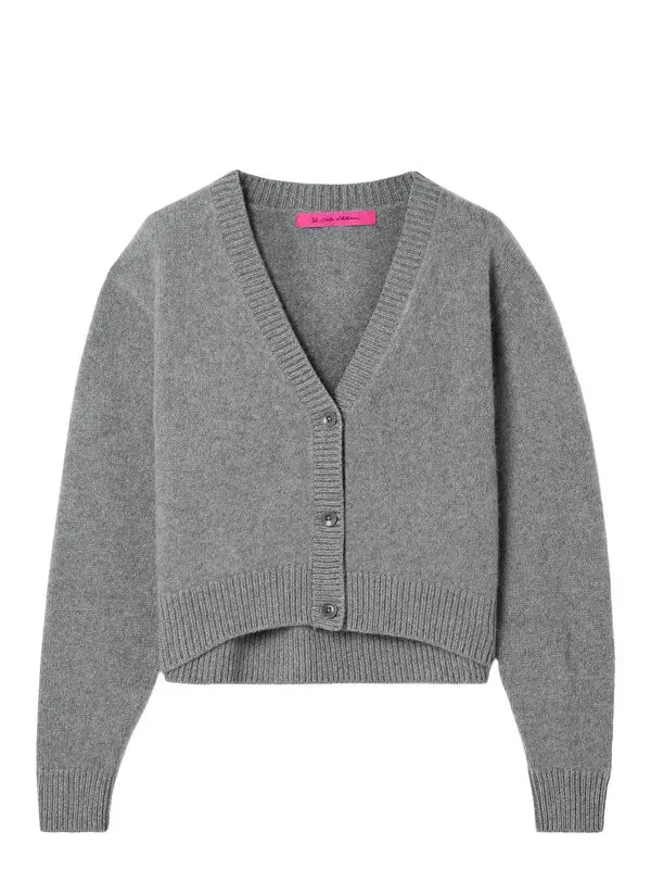 THE ELDER STATESMAN Cashmere Cropped Cardigan - Gray