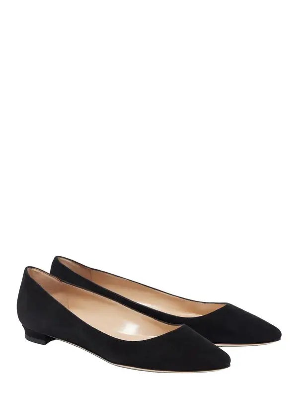 Manolo Blahnik Bb Suede Ballet Flats - Black