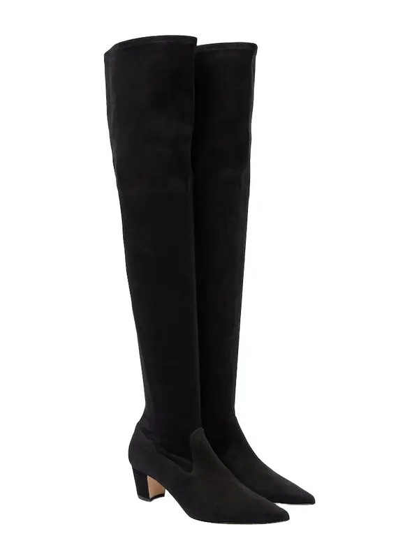Manolo Blahnik Suede Over-the-knee Boots - Black