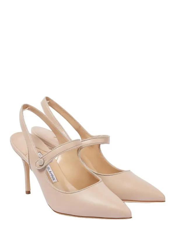 Manolo Blahnik Campari 90 Slingback Pumps - Beige