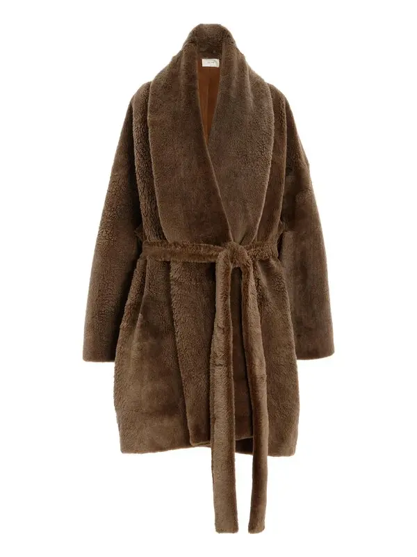 THE ROW Lucja Shearling Robe Coat - Brown