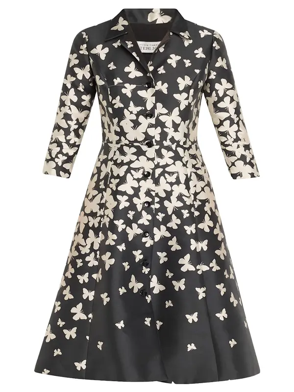 Rickie Freeman For Teri Jon Butterfly Mikado Shirtdress - Black Silv