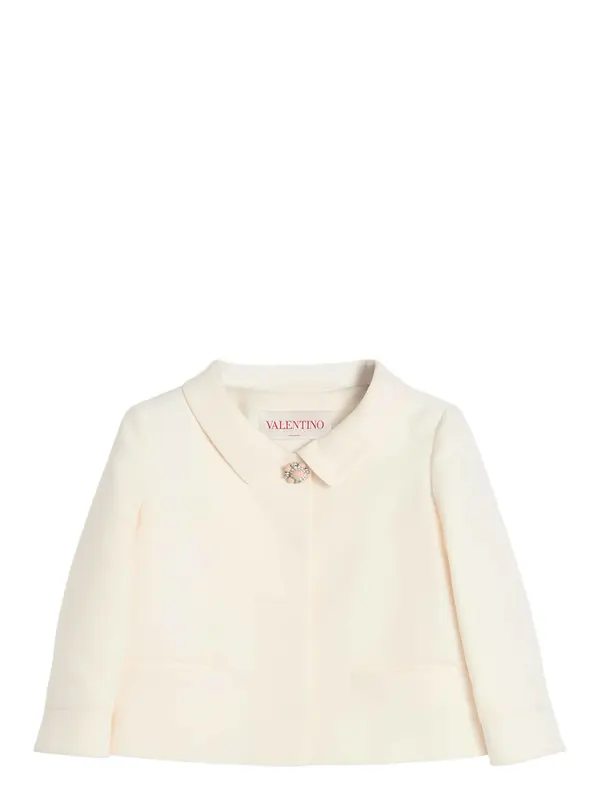 Valentino Garavani Wool Jacket With Brooch - Ivory