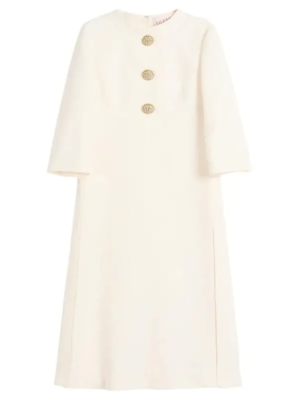 Valentino Garavani Quarter-sleeve Wool Midi Dress - White