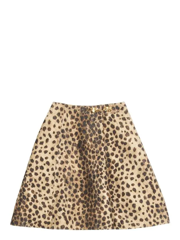 Valentino Garavani Leopard Wool A-line Skirt - Brown Black