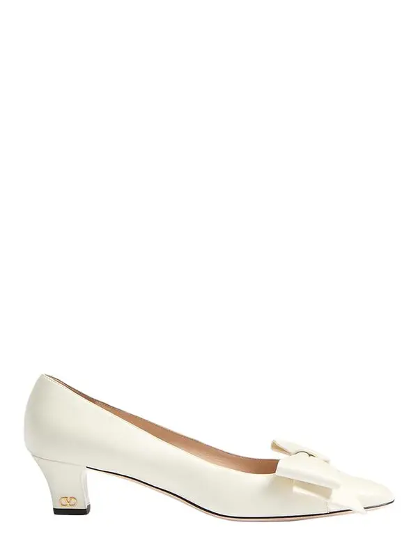 Valentino Garavani Bowow Leather Pumps - Ivory
