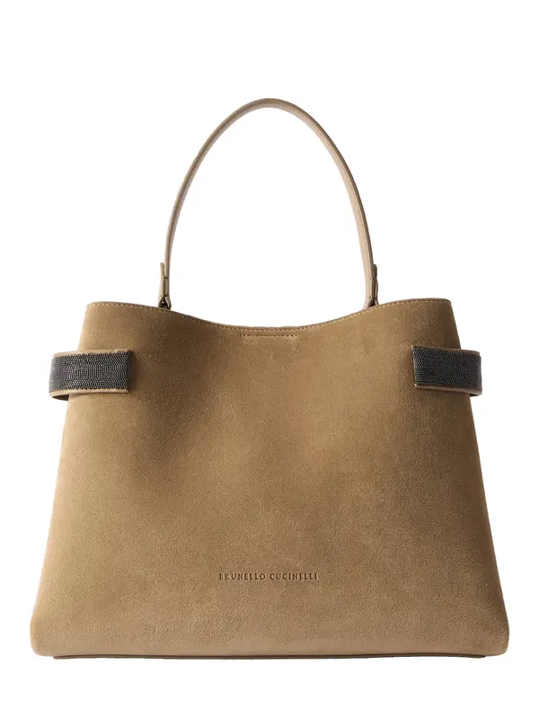 Brunello Cucinelli Bead-embellished Shoulder Bag - Brown