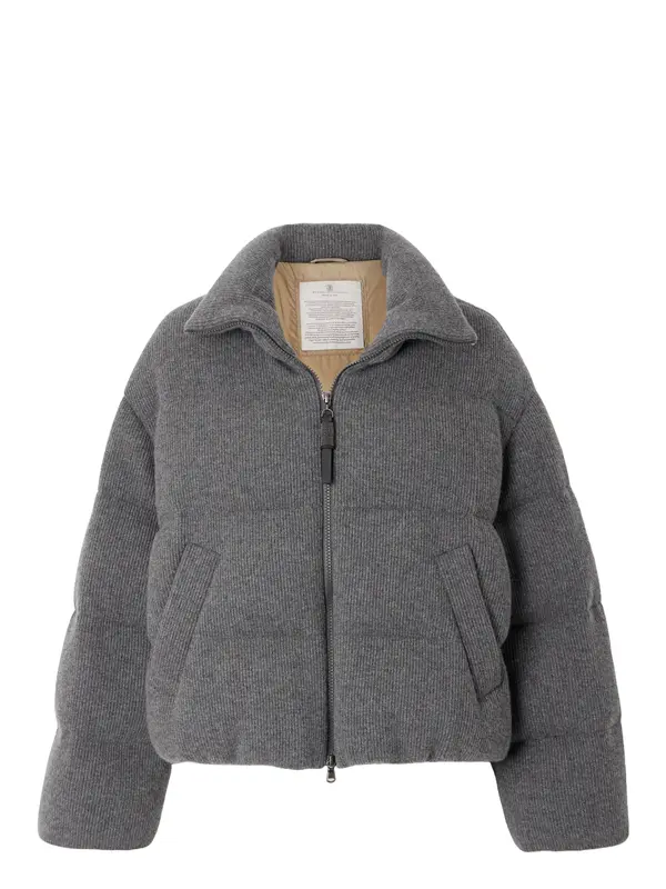 Brunello Cucinelli Padded Ribbed-cashmere Jacket - Gray