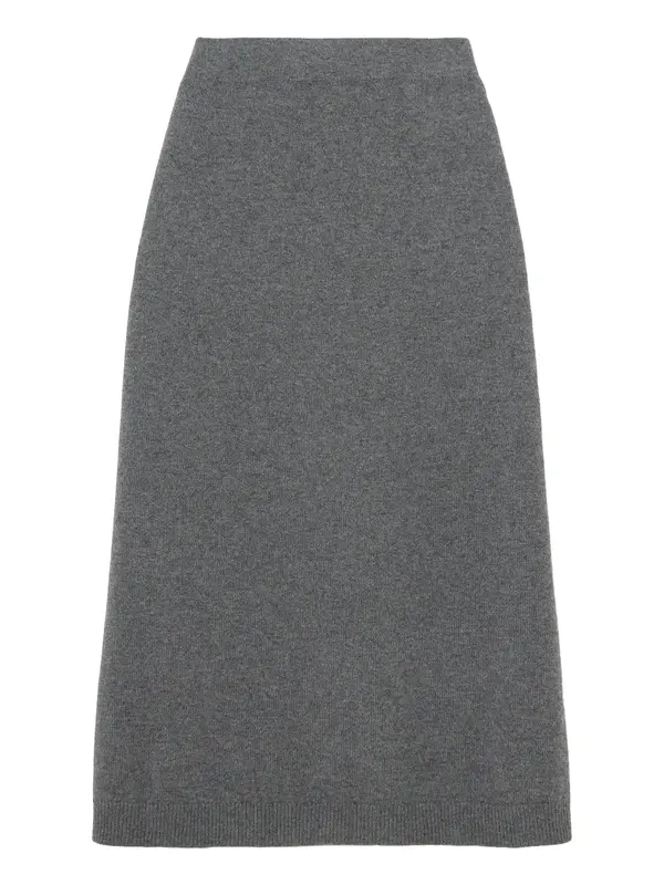 Brunello Cucinelli Cashmere Midi A-line Skirt - Gray