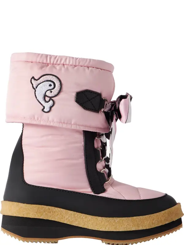 Emilio Pucci Logo-appliquéd Silk-twill Trimmed Snow Boots - Pink