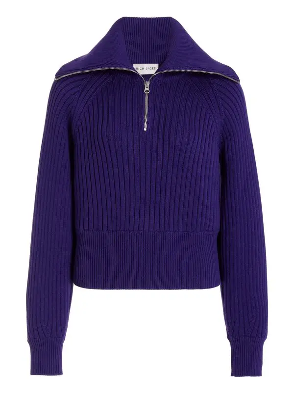 HIGH SPORT Chester Ribbed-knit Cotton-blend Sweater - Purple