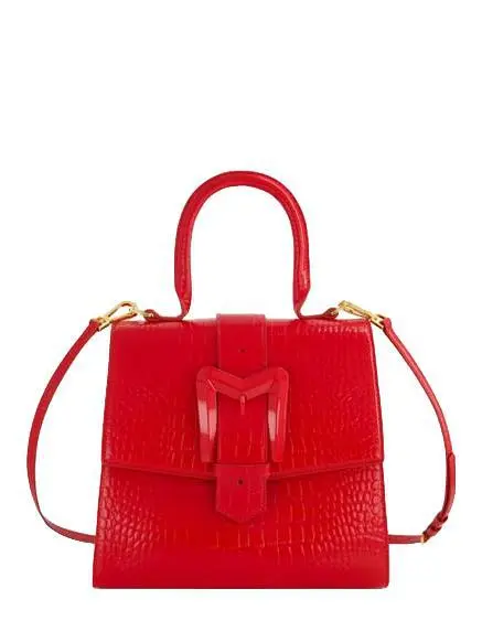 Mac Duggal Crocodile-effect Handbag - Cherry