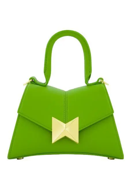 Mac Duggal Angular Mini Leather Handbag With Gold Hardware - Pear