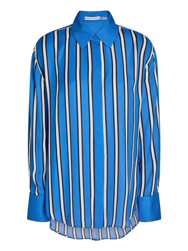 Alice + Olivia Dimitra Striped Shirt - Azure