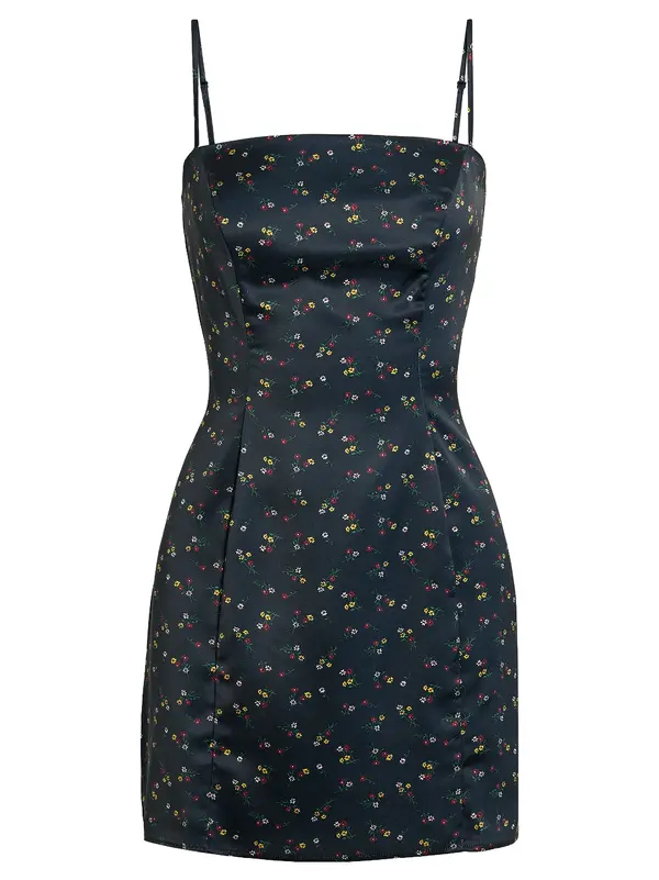 HVN Mia Floral-print Mini Dress - Midnight Blue