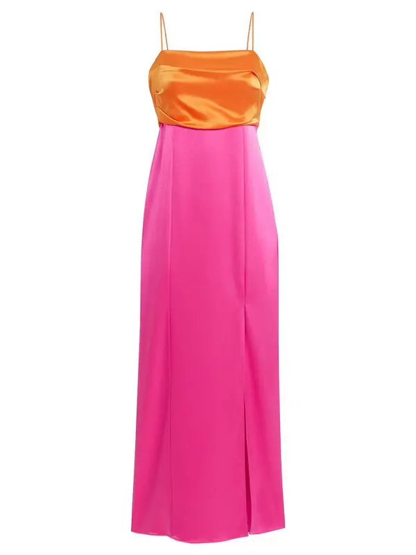 Alice + Olivia Lilita Two-tone Satin Midi Dress - Bright Pink