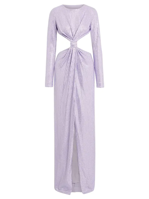 AREA Crystal-embellished Twisted Cutout Gown - Lilac