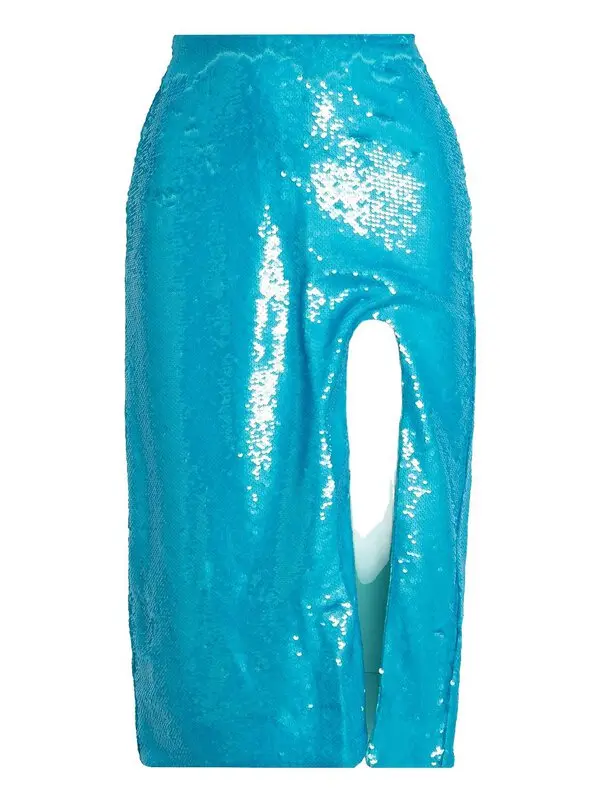 GANNI Sequined Chiffon Midi Skirt - Turquoise