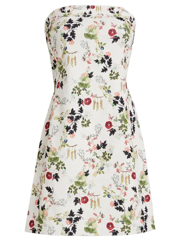 Alice + Olivia Kelly Strapless Floral-print Mini Dress - Off-white