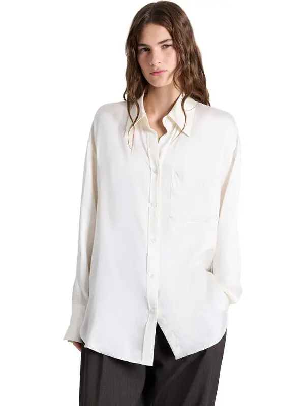 TWP Big Joe Shirt In Washed Silk Organza - Ivory