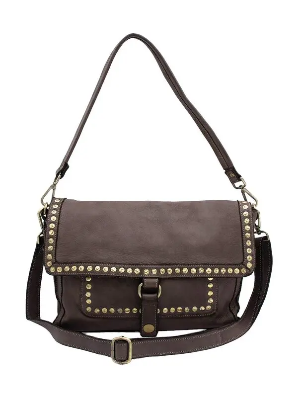 BOLSA NOVA Emily Studded Leather Shoulder Bag - Mushroom