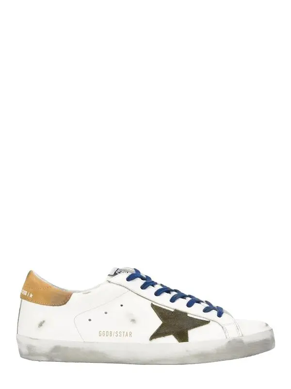GOLDEN GOOSE Superstar Sneakers With Contrast Star Patch - White/tan/dill Green