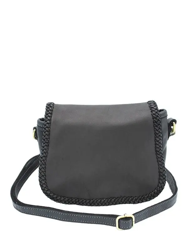 BOLSA NOVA Naples Saddle Bag With Braided Detail - Black