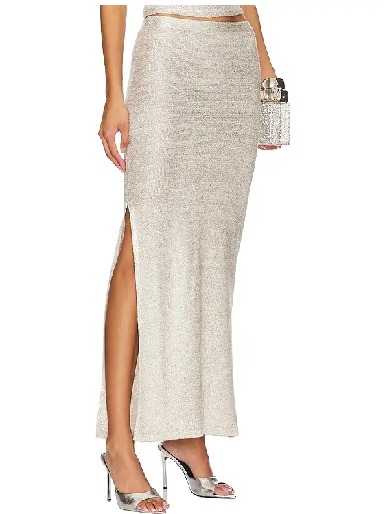 SOVERE / Spark Sequin Embellished Knit Skirt - Sterling