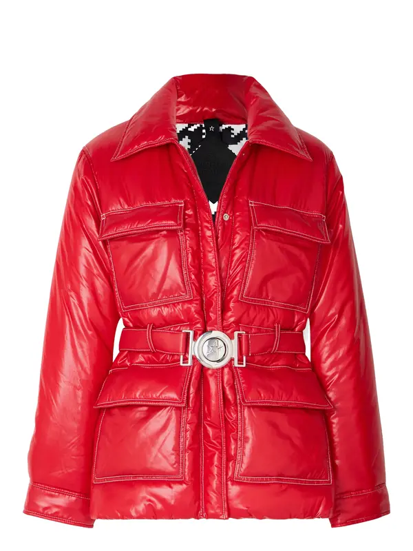 Perfect Moment Jade Belted Quilted Ski Jacket - Red