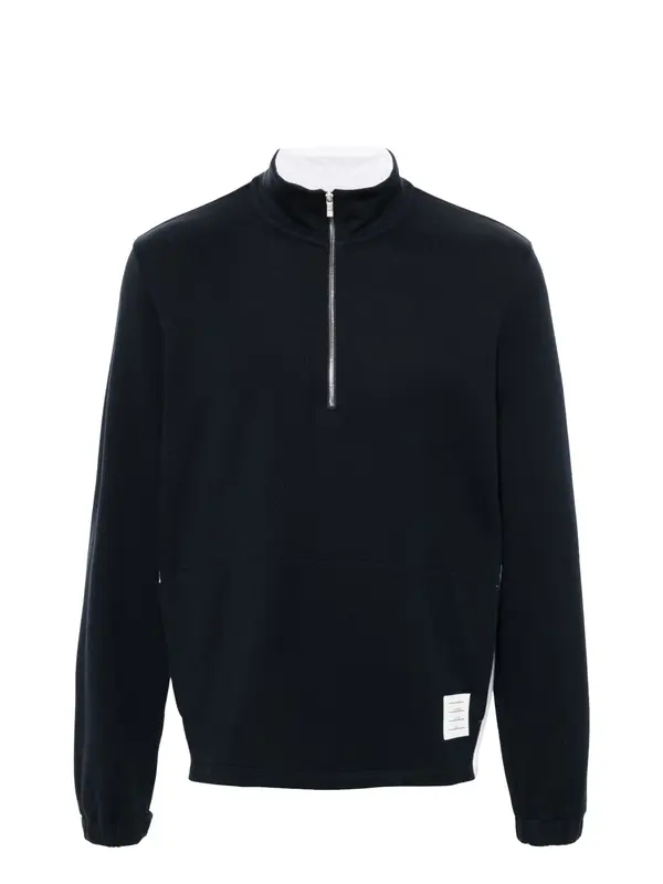 Thom Browne Funnel-neck Cotton Sweatshirt - Blue