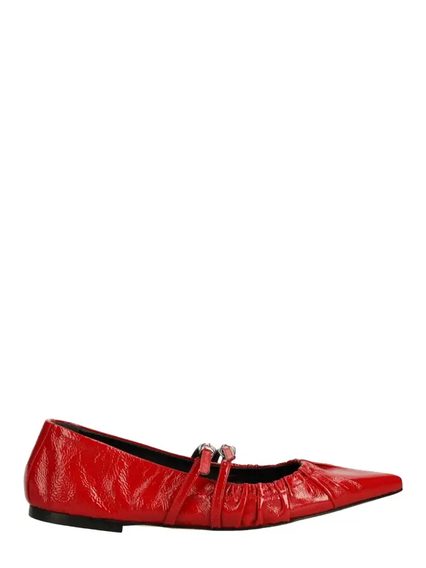 MSGM Buckled Ballerina Shoes - Red
