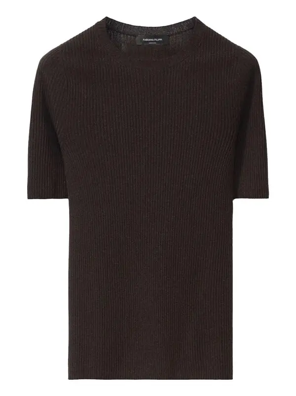 Fabiana Filippi Ribbed-knit T-shirt - Brown