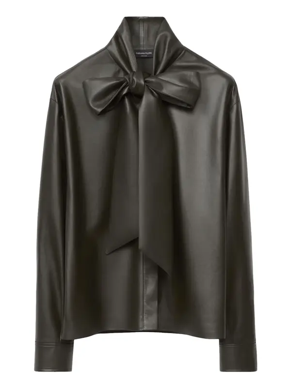 Fabiana Filippi Bow-detailed Lambskin Shirt - Green