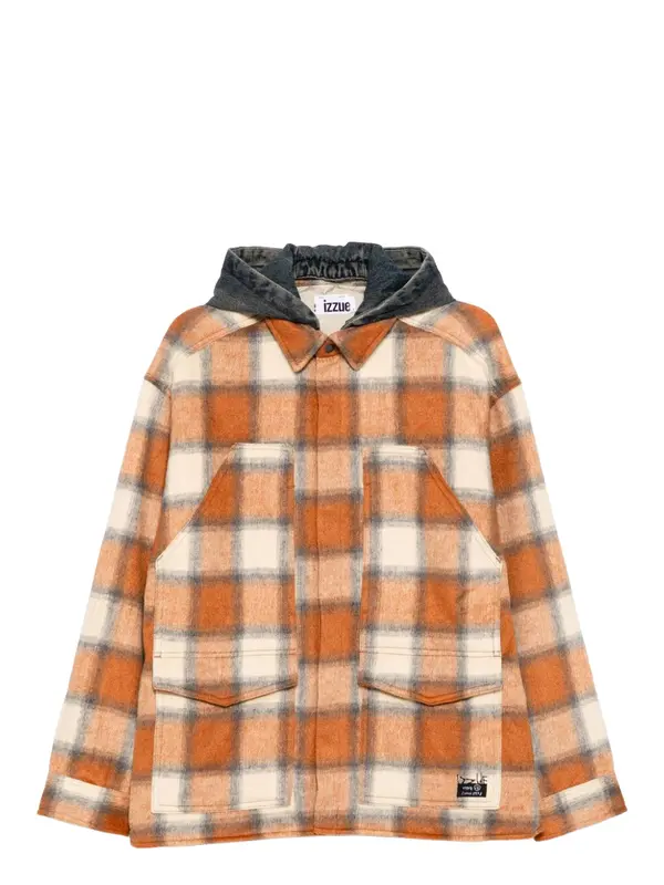 Izzue Checked Hooded Jacket - Orange