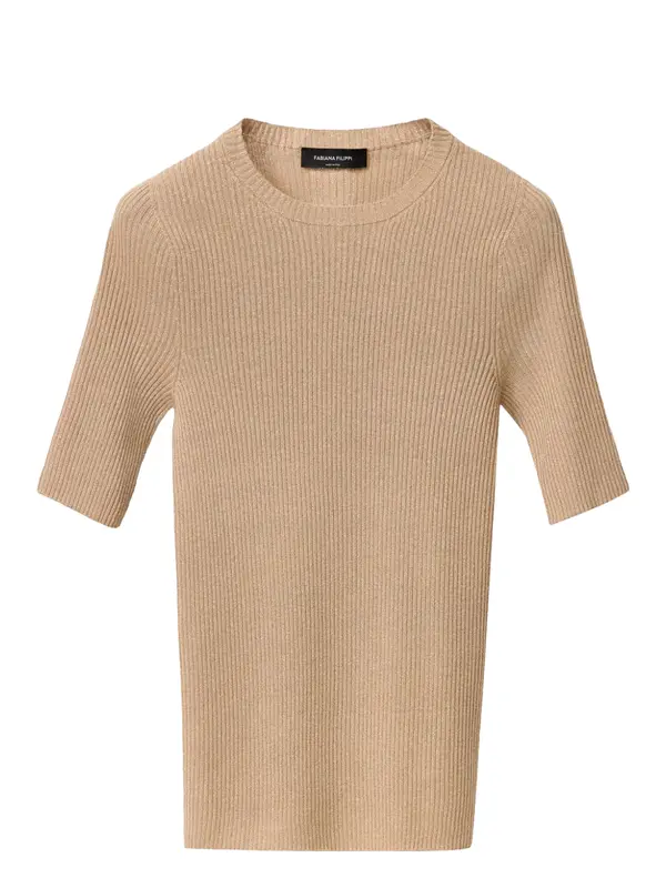 Fabiana Filippi Ribbed Knit T-shirt - Brown