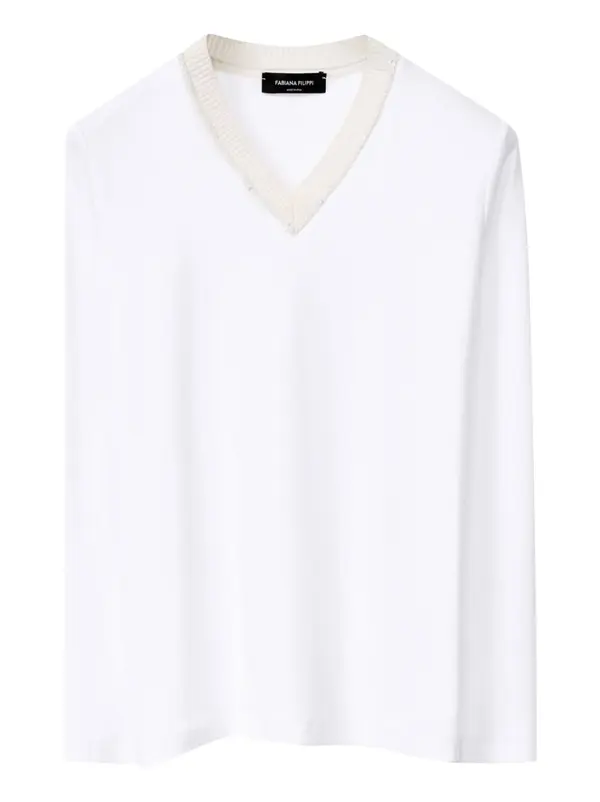 Fabiana Filippi Jersey V-neck T-shirt - White