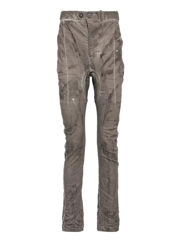 Boris Bidjan Saberi Distressed Cotton-blend Trousers - Grey