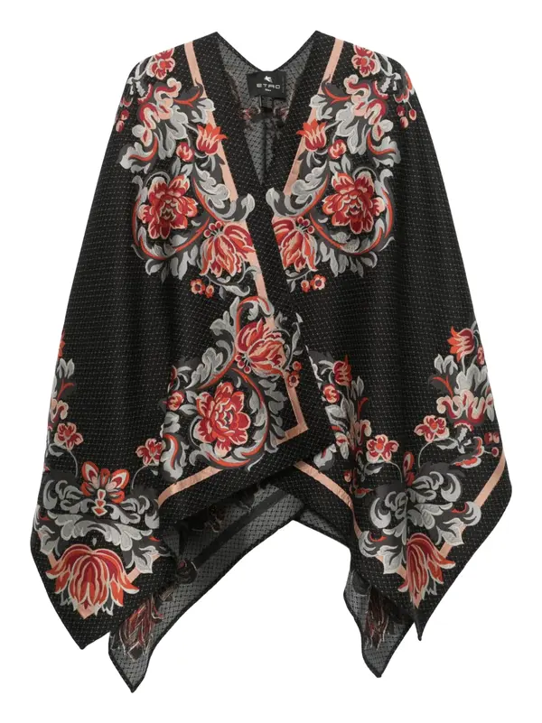 Etro Floral-embroidered Cape - Black