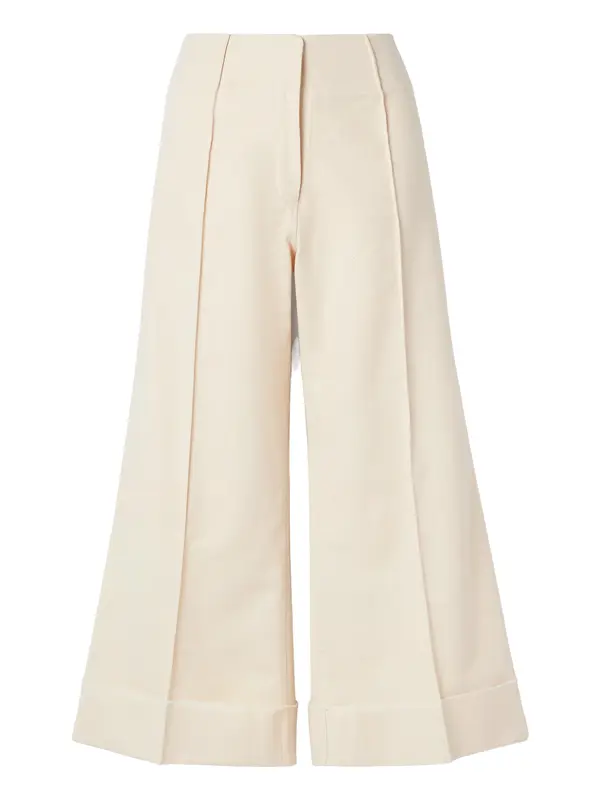 Thank You Have A Good Day Pierrot Flared Cotton Pants - Cream