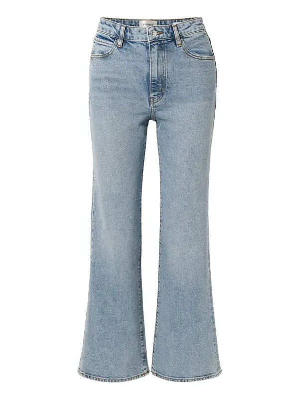 FRAME The Pixie Arrow Cropped High-rise Bootcut Jeans - Blue