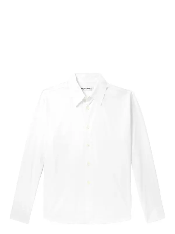 Our Legacy Beyond Logo-embroidered Tencel™ Lyocell And Cotton-blend Poplin Shirt - White