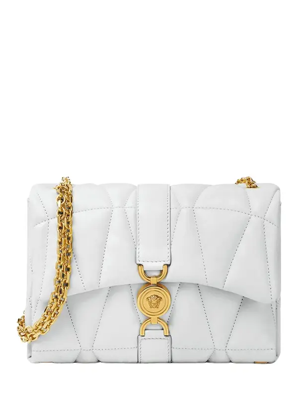 Versace Kleio Quilted Shoulder Bag - White