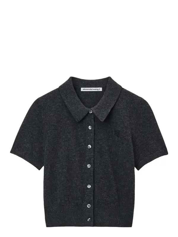 Alexander Wang Logo-embroidered Wool Top - Grey