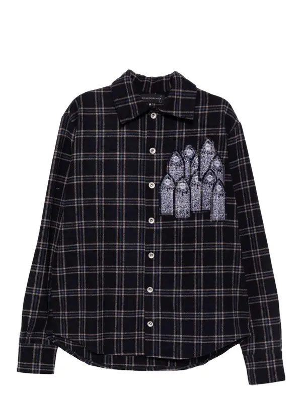 WHO DECIDES WAR Logo Patch Long-sleeves Shirt - Blue