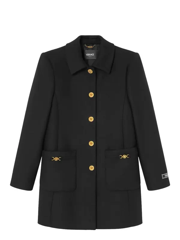 Versace Felted A-line Coat - Black
