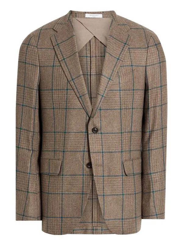 Boglioli Checked Silktweed Blazer - Light Brown