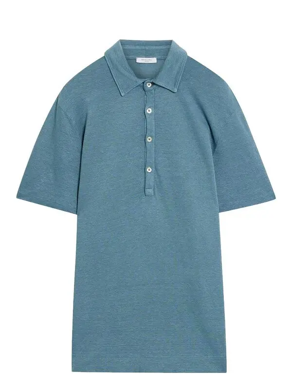 Boglioli Linenjersey Polo Shirt - Slate Blue