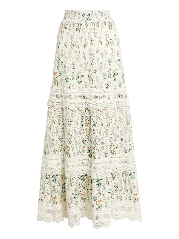 Alice + Olivia Reise Floral-print Maxi Skirt - White